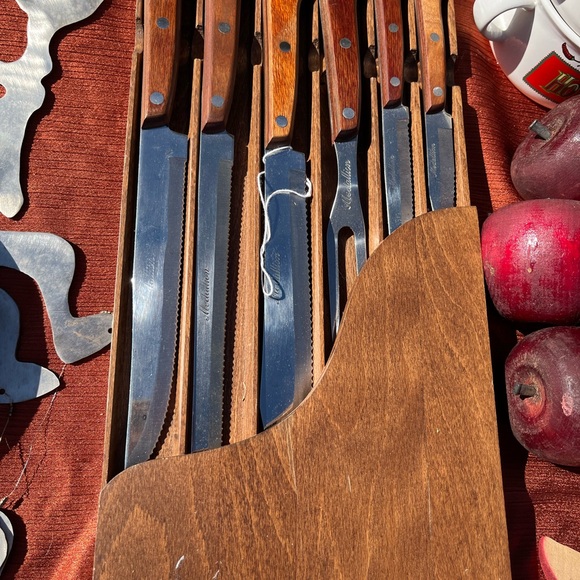 Kitchen | Vintage Knife 7pc Set With Slim Wood Wall Block | Poshmark